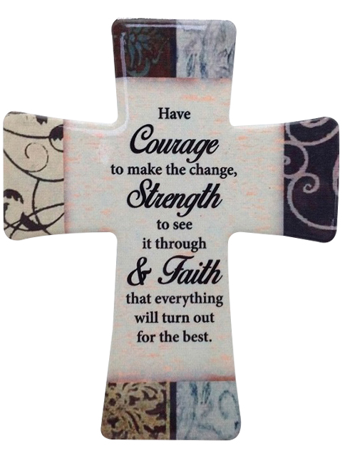 OG4126 Courage Strength Faith Porcelain Cross | Catholics Corner