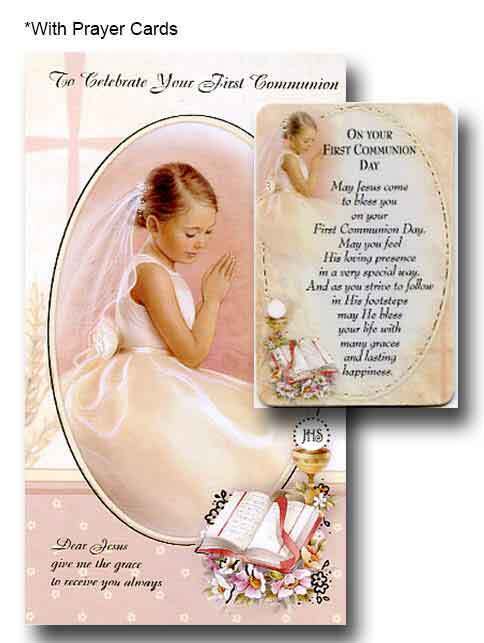 Girl Communion Card With Laminated Card | Catholics Corner